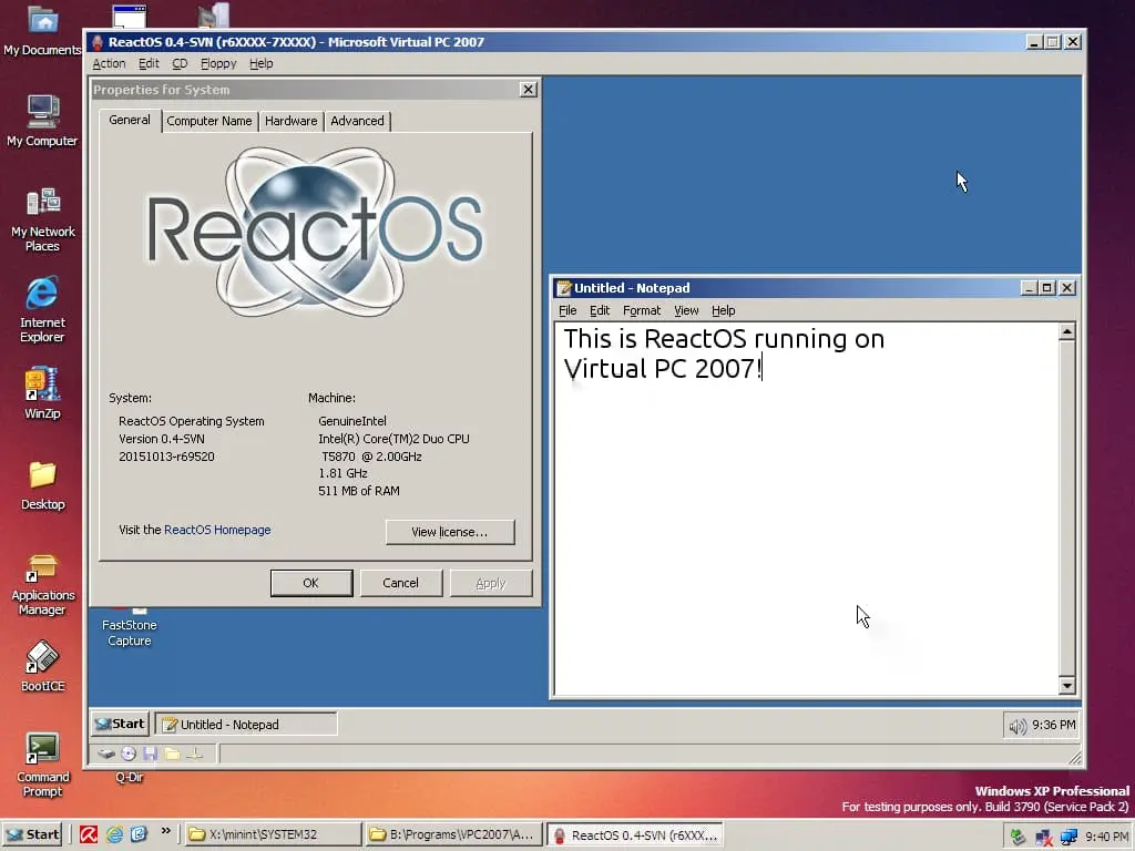 ReactOS for loading old meters?